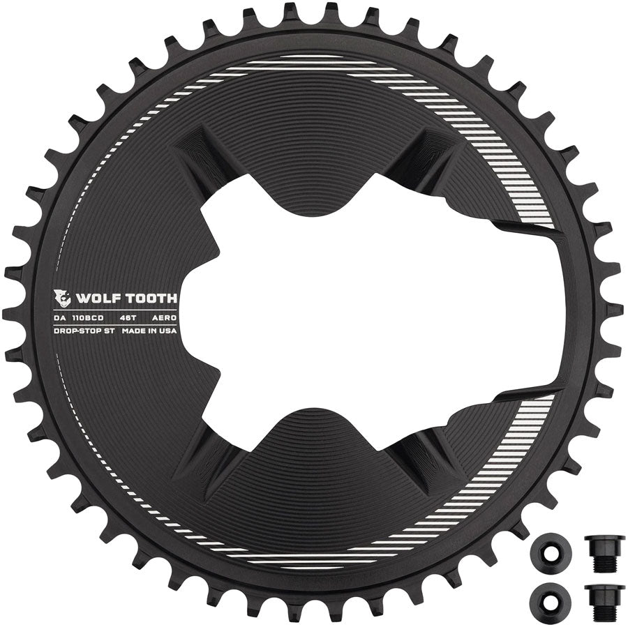 Wolf Tooth Aero Direct Mount 1x Chainring - 46t 4-Bolt Drop-Stop ST Co ...